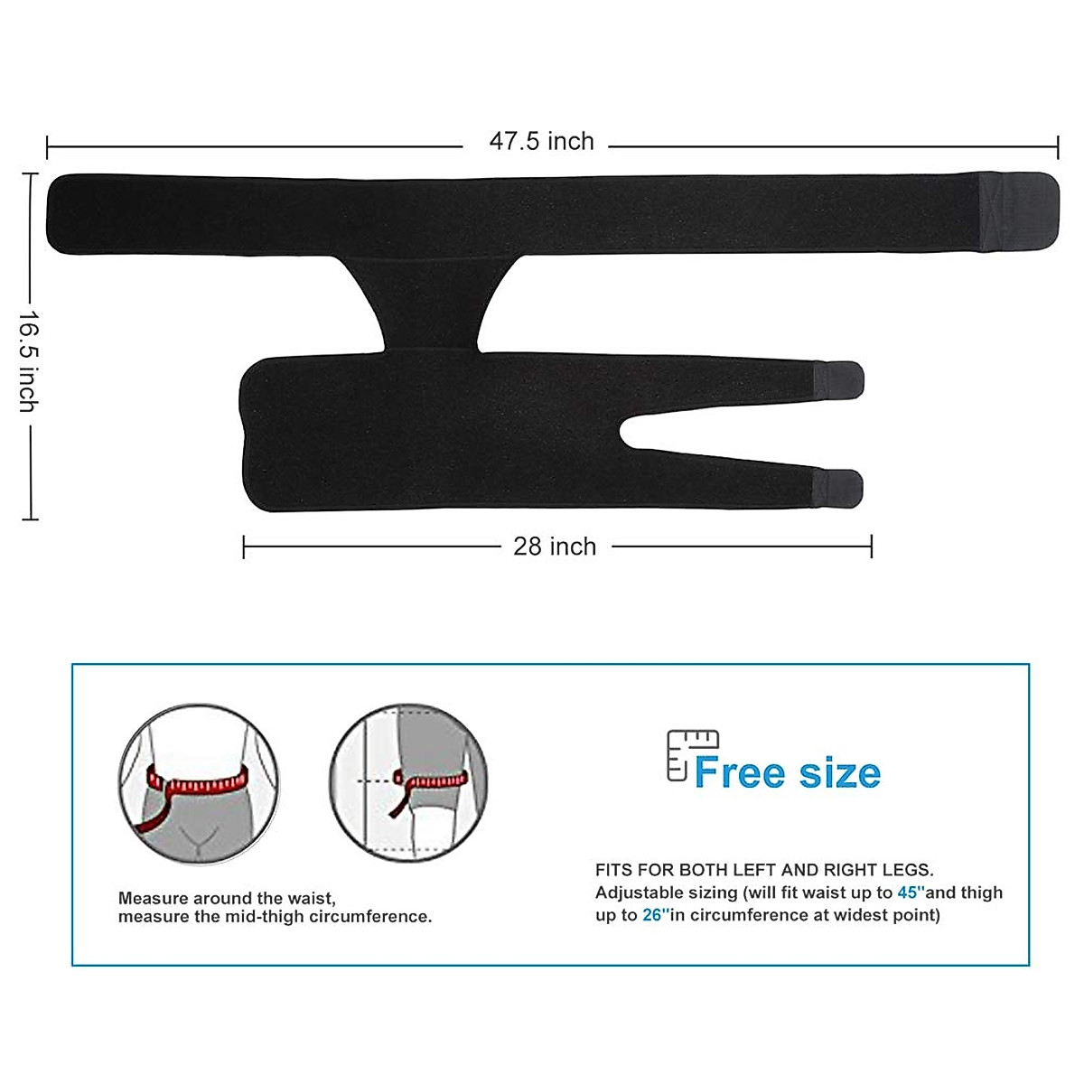 Sciatica Pain Relief Brace for Hip- Hamstring compression Thigh, Groin Wrap Support for Pulled Muscles, Sciatic Nerve, Joints, Arthritis- For Men and Women | Left Leg