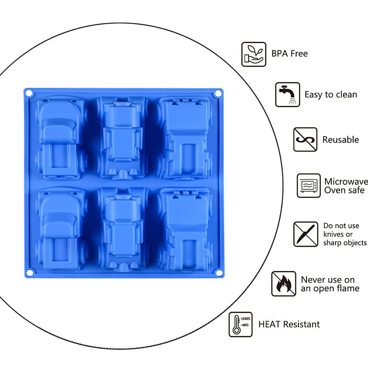 Truck SUV Car Baking Bakeware DIY Silicone Mold for Birthday Theme Party,Cool Ice Cream, Mini Cakes, Plaster Cars, Crayons, Candle, Ice Cube, Soap, Lotion Bars, Bread, Tart, Pie and More Ideas; MJ06L