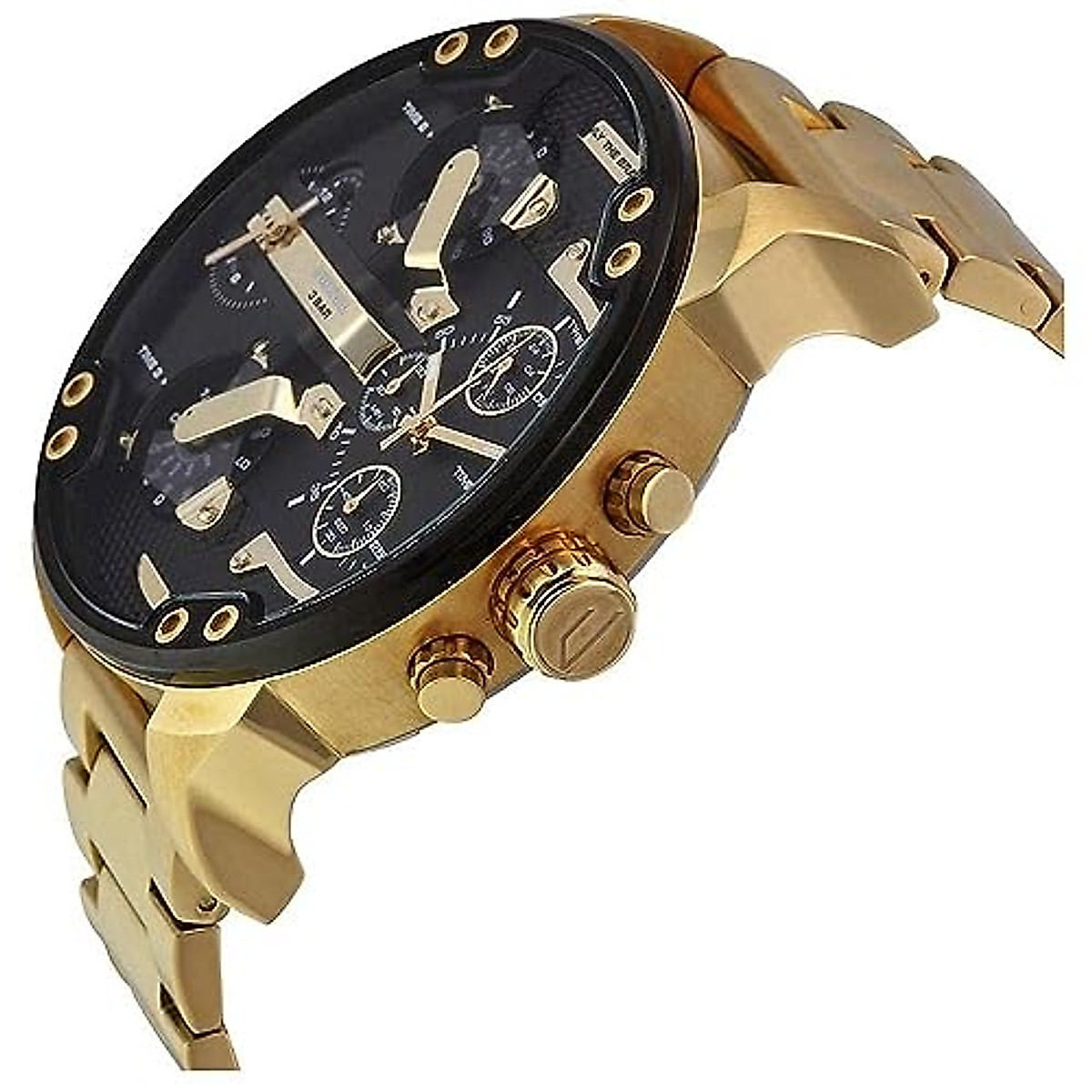 Diesel Men's 57mm Mr. Daddy 2.0 Quartz Stainless Steel Chronograph Watch, Color: Black, Gold (Model: DZ7333)