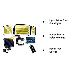 VENSSTNOR Solar Motion Sensor Flood Lights Outdoor - 4000LM 4 Lighting Modes, 72FT Sensing Distance, Split 3000mAh Solar Panel, IP65 Waterproof Security Lights with Remote for Porch Yard Patio Garage
