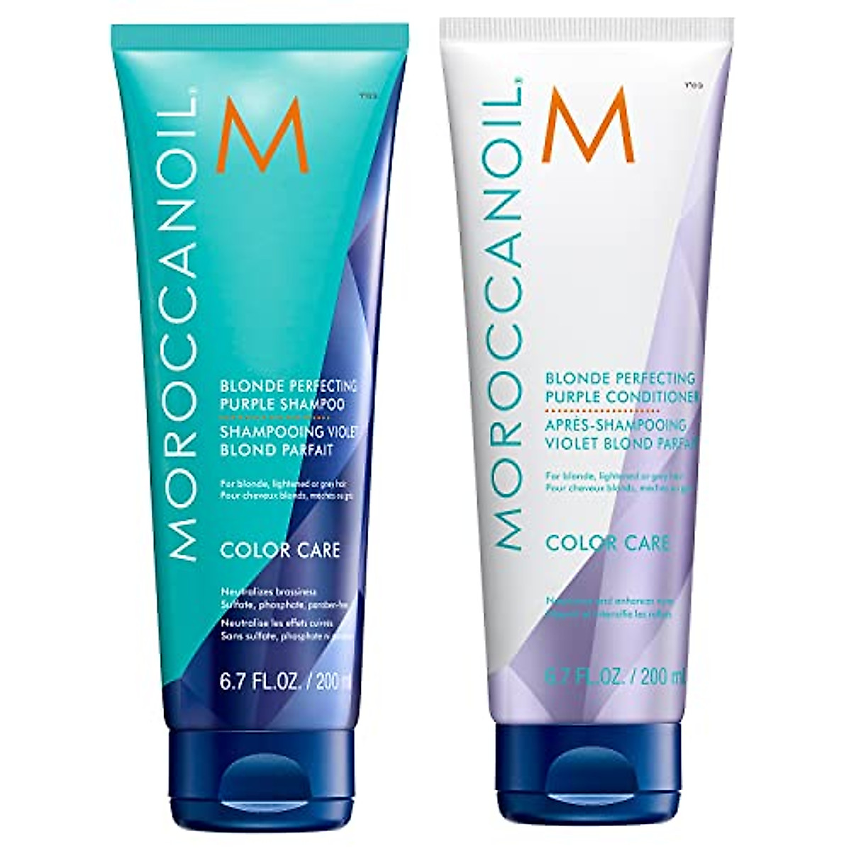 Moroccanoil Blonde Perfecting Purple Shampoo And Conditioner Bundle, 6.7 Fl. Oz. Set