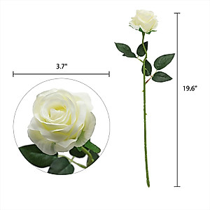 Nubry Artificial Silk Rose Flower Bouquet Lifelike Fake Rose for Wedding Home Party Decoration Event Gift 10pcs (Off White)