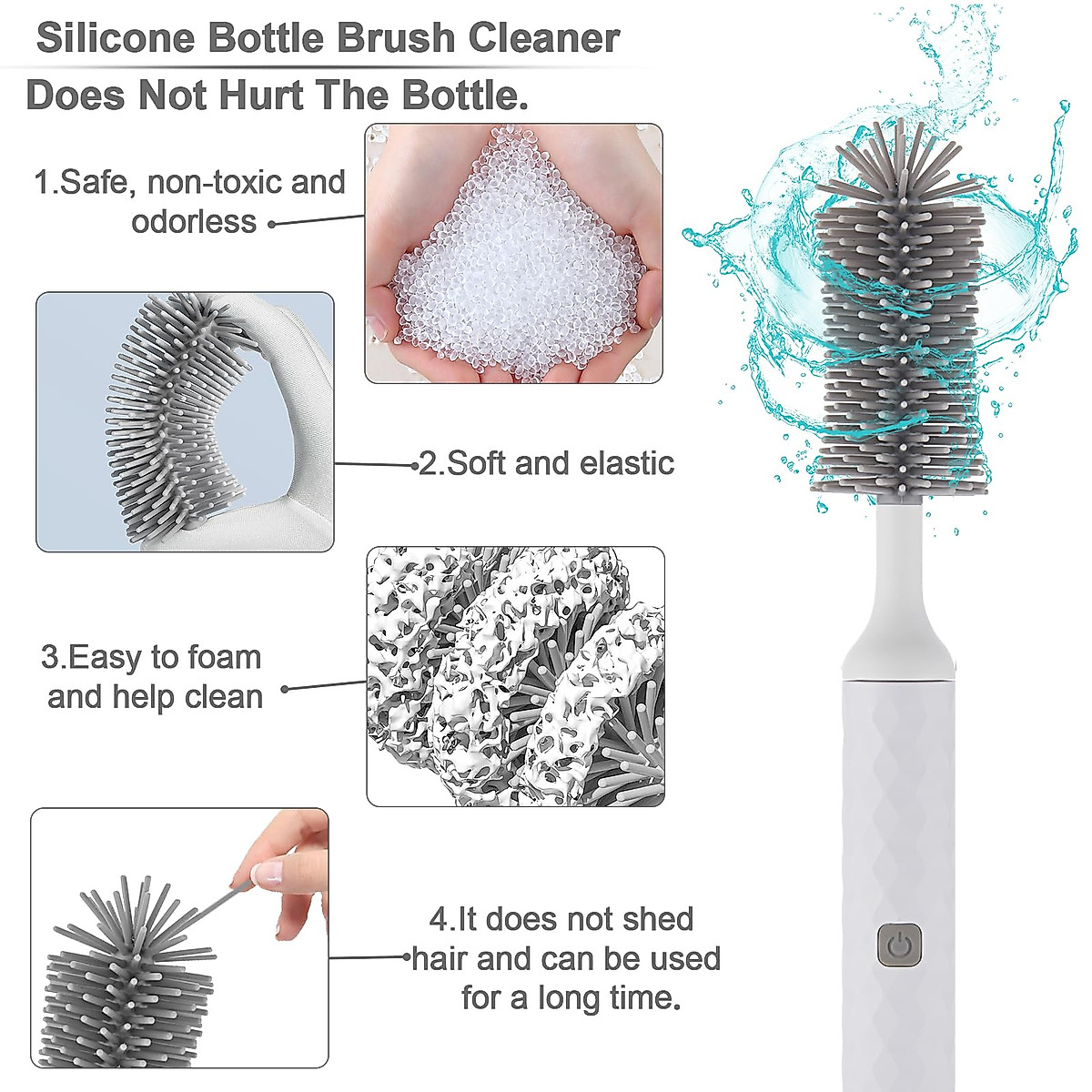 biqin Electric Cleaning Brush Set 4 Piece Multi-Purpose Cleaner Brushes,360° high-Speed Rotation Cleaning,1500mAh,Waterproof IPX65,Perfect Household Cleaning Brushes(White)