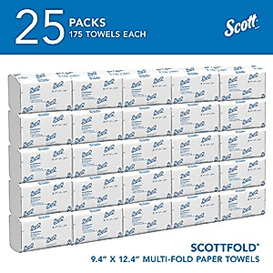 Scott® Pro™ Scottfold™ Multifold Paper Towels (01980), with Absorbency Pockets™, 9.4" x 12.4" sheets, White, (175 Sheets/Pack, 25 Packs/Case, 4,375 Sheets/Case)