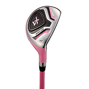 Distinctive Girls Pink Junior Golf Club Set for Age 6 to 8 ( Height 3'8" to 4'4" ), Left Handed Only, Set Includes: Driver, Hybrid Wood, 2 Irons, Putter, Bonus Stand Bag & 2 Headcovers