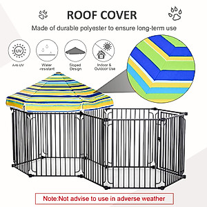 PawHut Dog Playpen with Door & Removable Cover for Small & Most Medium Sized Dogs Indoor & Outdoor Use, 47" H