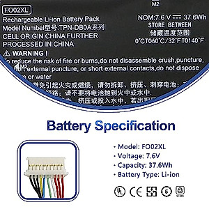 ANTIEE FO02XL L97355-005 L97353-2D1 Laptop Battery for HP Chromebook 11A 11A-NA 11A-NA0001NI 11A-NA0002NI 11A-NA0002MU 11A-NA0010NR 11A-NA0030NR 11A-NA0500SA 11A-NA0800NO 11A-NA0200ND TPN-DB0A 37.6Wh