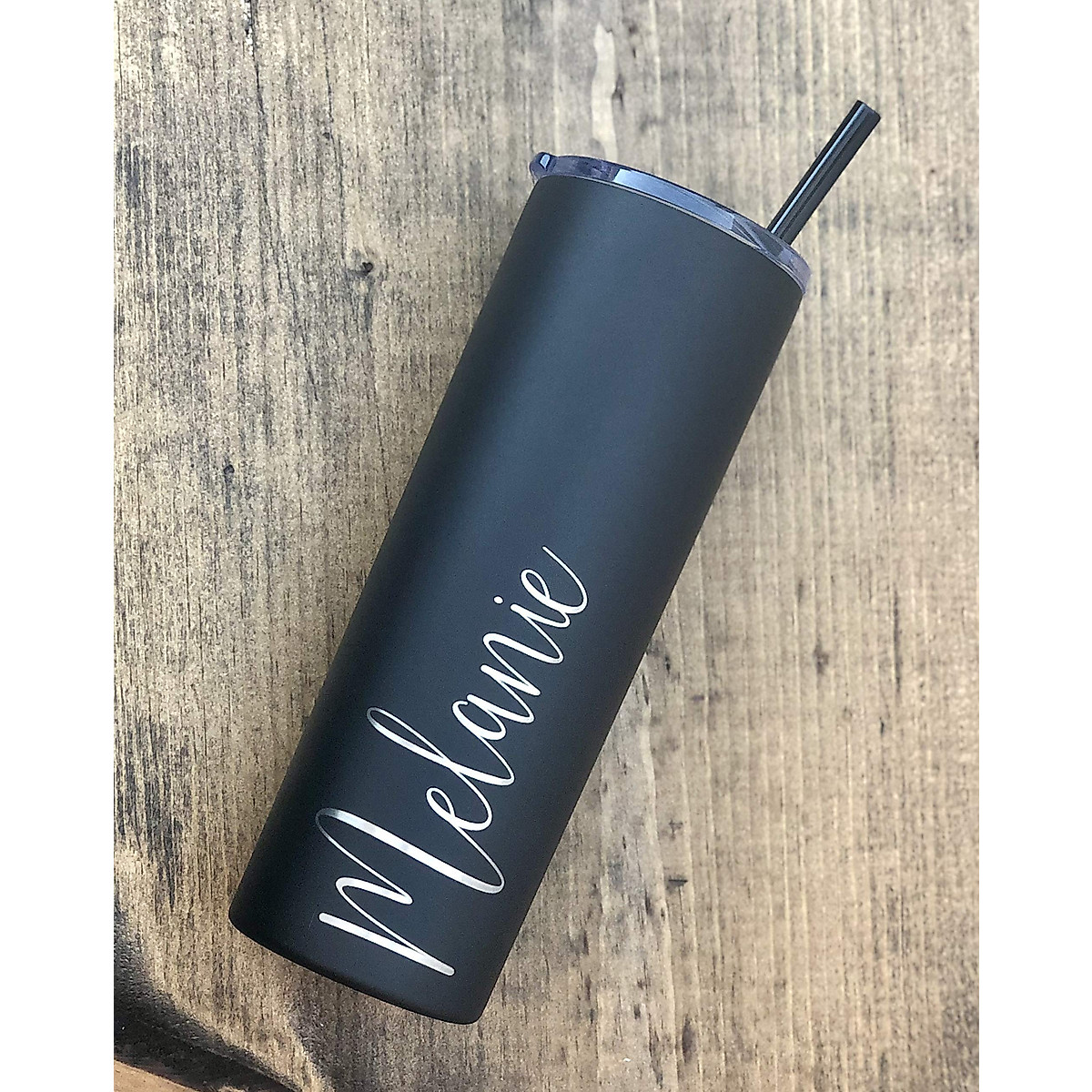 Birsppy 20oz Stainless Steel Skinny Tumbler- Laser Engraved- Personalized Tumbler- Straw and Lid Included- Vacuum Insulated- Teacher Gift- Mother's Day- Bride Gift- Handheld Tumbler- Girls Trip