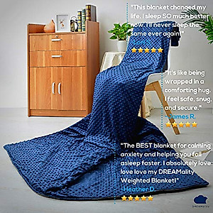 DREAMality Weighted Blanket Adult - Weighted Blanket 20 lbs w/Integrated Minky Weighted Blanket Cover - 60"x80" Full Twin Queen Size Sensory Compression Heavy Blanket