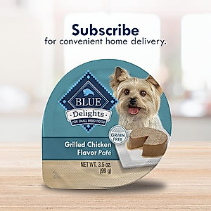Blue Buffalo Delights Natural Adult Small Breed Wet Dog Food Cups, Pate Style, Grilled Chicken Flavor in Savory Juice 3.5-oz (Pack of 12)
