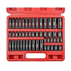 SEKETMAN 50-Piece 1/4" Inch Drive Deep And Shallow Impact Socket Set, SAE/Metric(5/32-Inch to 9/16-Inch and 4-15mm),CR-V-50BV30