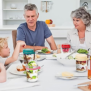 Dyserbuy 4 Pack Overnight Oats Containers with Lids and Spoons, 16 oz Glass Mason Jars for Overnight Oats, Airtight Jars with Measurement Marks for Milk, Cereal On The Go Container