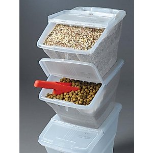 WTM CBCL-24 Stackable Bins with Hinged Lids, 24-Quart, Clear, Pack of 3