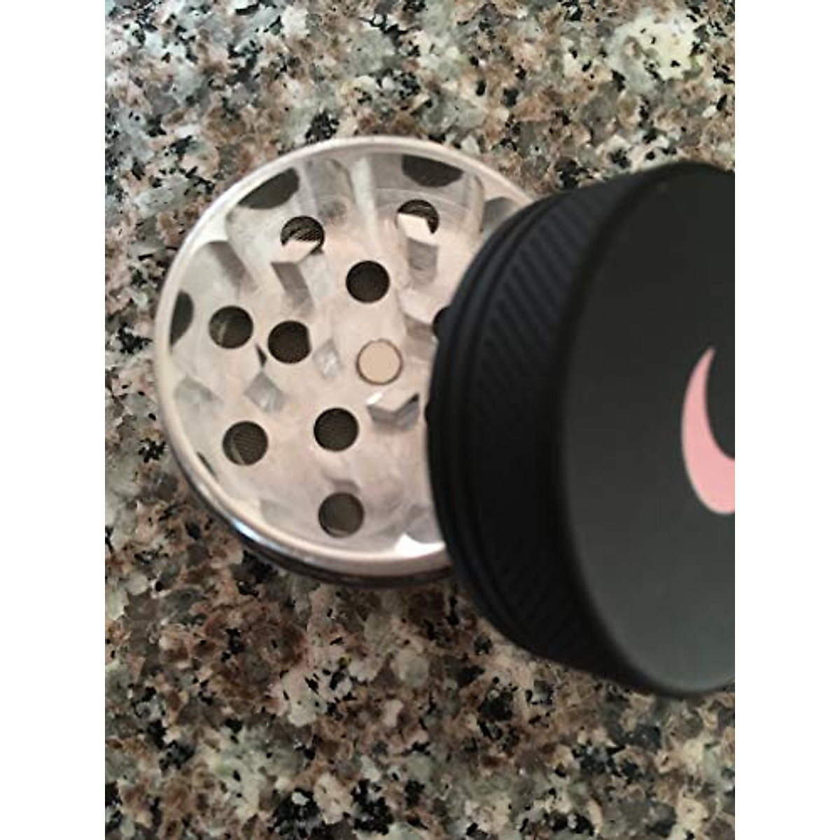 Brando Moon 1.5 inch Black with Pink Moon Kitchen Crusher - 3 Piece Small Metal Matte Crusher