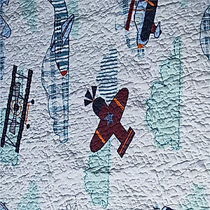 House Airplane Plane Quilt Baby and Toddler Quilt Bedspread Boys Girls Kid's Quilt 43" X 51"