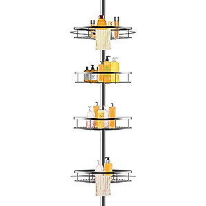 UIFER Corner Shower Caddy, Rustproof Shower Organizer Stainless Steel Tension Pole Shower Shelves, Height Adjustable 43 inch to 110 inch …