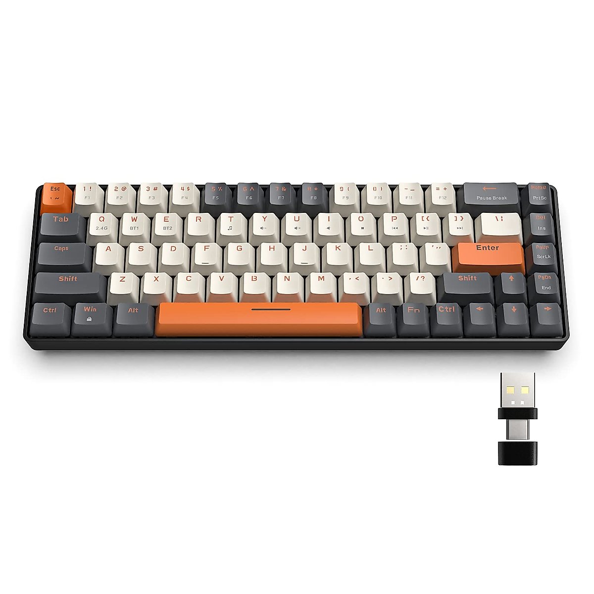 MAGIC-REFINER RK68 60% Wireless Mechanical Keyboard, Bluetooth 5.0/2.4GHz with Dual Mode 2-in-1 Receiver, Compact 68-Key Hot Swappable Gaming Keyboard, Linear Red Switch for PC Mac Xbox Smartphone