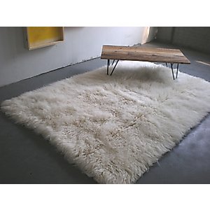 Super Thick 6x9 Greek Flokati Rug. Long 3.5” Organic Wool Pile. Shaggy Natural Wool Area Rug.