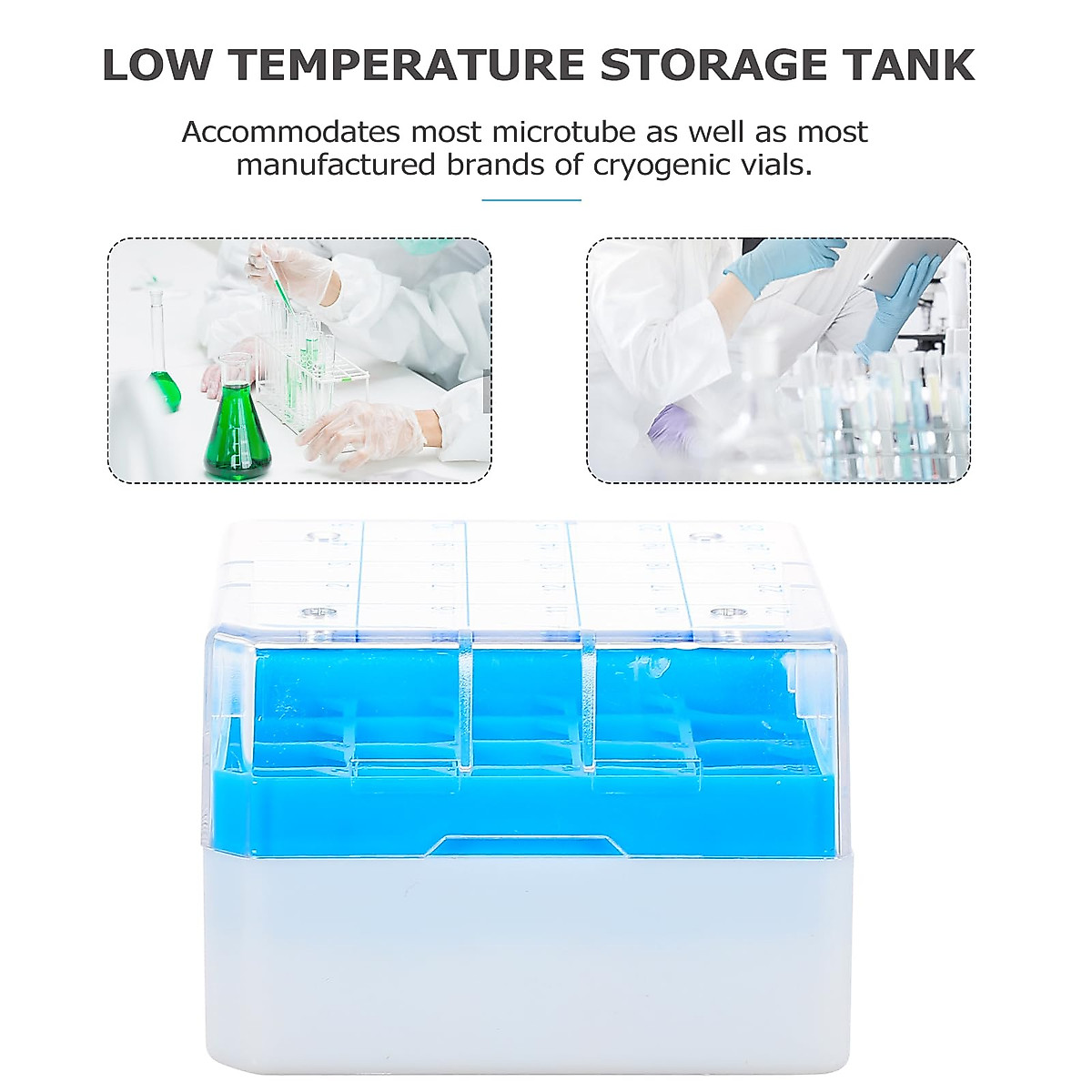 iplusmile Polycarbonate Freezer Boxes 25- grids Freezing Cryovial Storage Box Polycarbonate CryoBox Vial Rack Microcentrifuge Tube Box