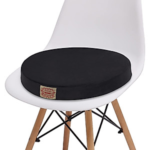 Shinnwa Chair Pad,Round Memory Foam Seat Cushion Lumbar Support Pillow for Chair Black 16"