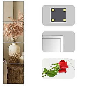 LTENG Frameless Glass Mirrors, Full Length Mirror Tiles 8PCS (8" X 8"),Large Wall for Gym,Bedroom,Door,Bathroom