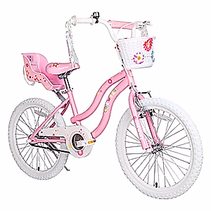COEWSKE Kid's Bike Steel Frame Children Bicycle Little Princess Style 18 Inch with Training Wheel (Pink, 18 Inch)