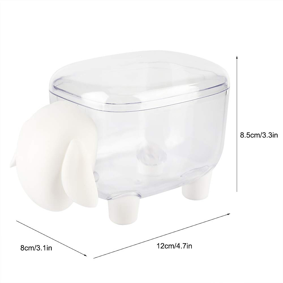 Sheep Cotton Swab Holder, Plastic Qtip Holder Organizer Container with Cover Cute Cotton Ball Holder Bathroom Waterproof Floss Jars (White)