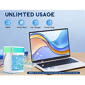 Portable Air Conditioners, Evaporative Personal Air Conditioner Cooling Fan with 3 Powerful Wind Speed & Cool Mist, Mini Air Conditioner with Aroma Diffuser,Quiet AC Air Cooler for Car Bedroom Camping