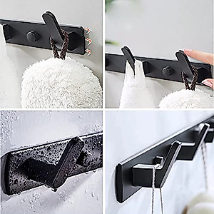 Jamend Clxp Space Aluminum Lightweight but Sturdy, Over The Door Robe Rack with Screws, for Hanging Dog Leash Bags Towel Purse, 12.8-Inch, Matte Black, Wall-Mounted, Metal Coat Hooks.(4-Hook)