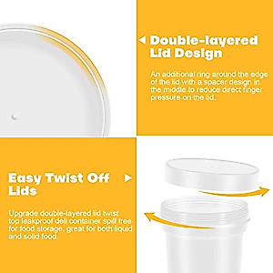 GLCON [16 Oz 5 Pack Twist Cap Food Soup Storage Containers with Lids Reusable Freezer Containers for Food with Screw On Lids, Freezer Container Leak Proof, Airtight BPA Free