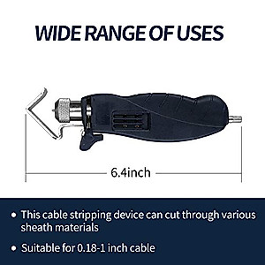 stedi Round Cable Stripper, With Adjustable Cutting Depth, for Fast and Precise Jacket Removal Cable Stripper, Round Cable Slitter with Smooth Incision and No Damage to The Core, 0.18-1''