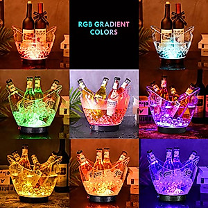 Warepro LED Ice Buckets 5L Clear PS+ABS Plastic ice Bucket RGB Colors Changing LED Cooler Bucket, Power by 2 AA Batteries, Multi Colors Changing for Party/Home/Bar/KTV Clubs