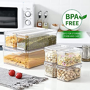 Ellennice 7 Pack Fridge Organizers-Stackable Refrigerator Organizer,Clear Plastic Storage Bins, BPA-Free Fridge Organizers and Storage Clear for Food, Drinks, Fruits, Vegetable Storage