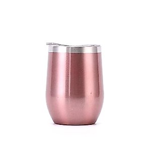Insulated Coffee Mug with Lid, Double Wall Stainless Steel Vacuum Insulated Wine Tumbler Cup, Travel Coffee Cup Thermal Cup for Home and Office(Rose Gold,12oz)