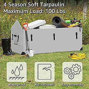 SELIMON 174 US Gallon Outdoor Storage Box Waterproof Soft Shell Tarpaulin Deck Box for Patio Furniture Outdoor Cushions, Throw Pillows, Garden Tools and Pool Toys