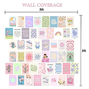 GENSTEUO 50pcs Danish Pastel Wall Collage Kit Aesthetic Pictures, Danish Pastel Room Decor Aesthetic, Cute Posters for Dorm Wall Decor, Aesthetic Wall Decor for Bedroom Teen Girl, Photo Collage Kit