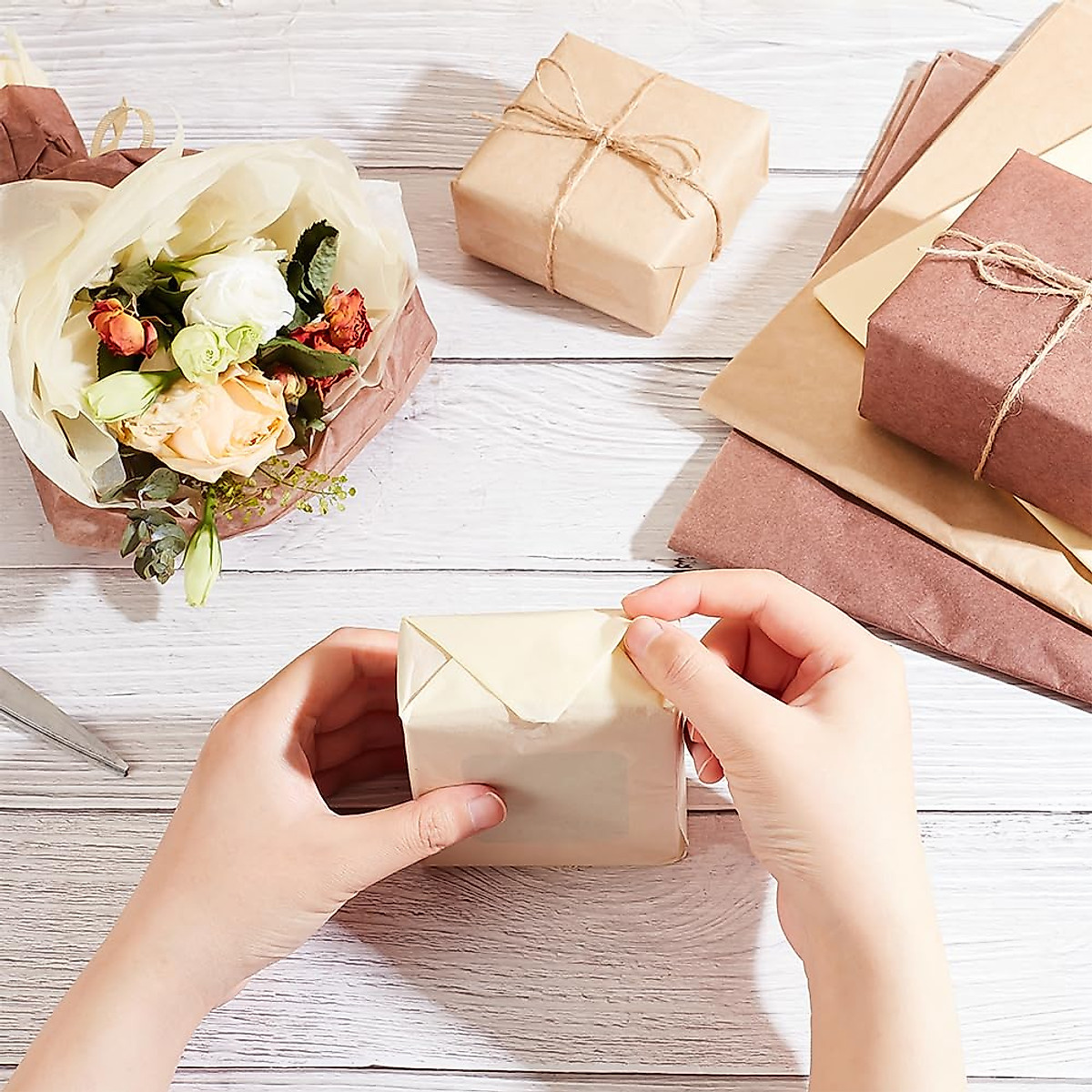 OLYCRAFT 150 Sheets Assorted Brown Tissue Paper 15.4x16.7 Inch Rectangle Tissue Paper 3 Colors Wrapping Paper Bulk Gift Wrap Tissue Paper Art Paper Crafts for Weddings DIY Project Gift Wrapping Crafts