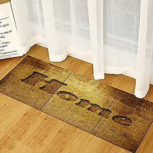 OPLJ Modern Kitchen Mat Entrance Doormat 3D Wood Pattern Home Floor Mats Living Room Bedroom Carpet Bathroom Non-Slip Rugs A11 60x180cm