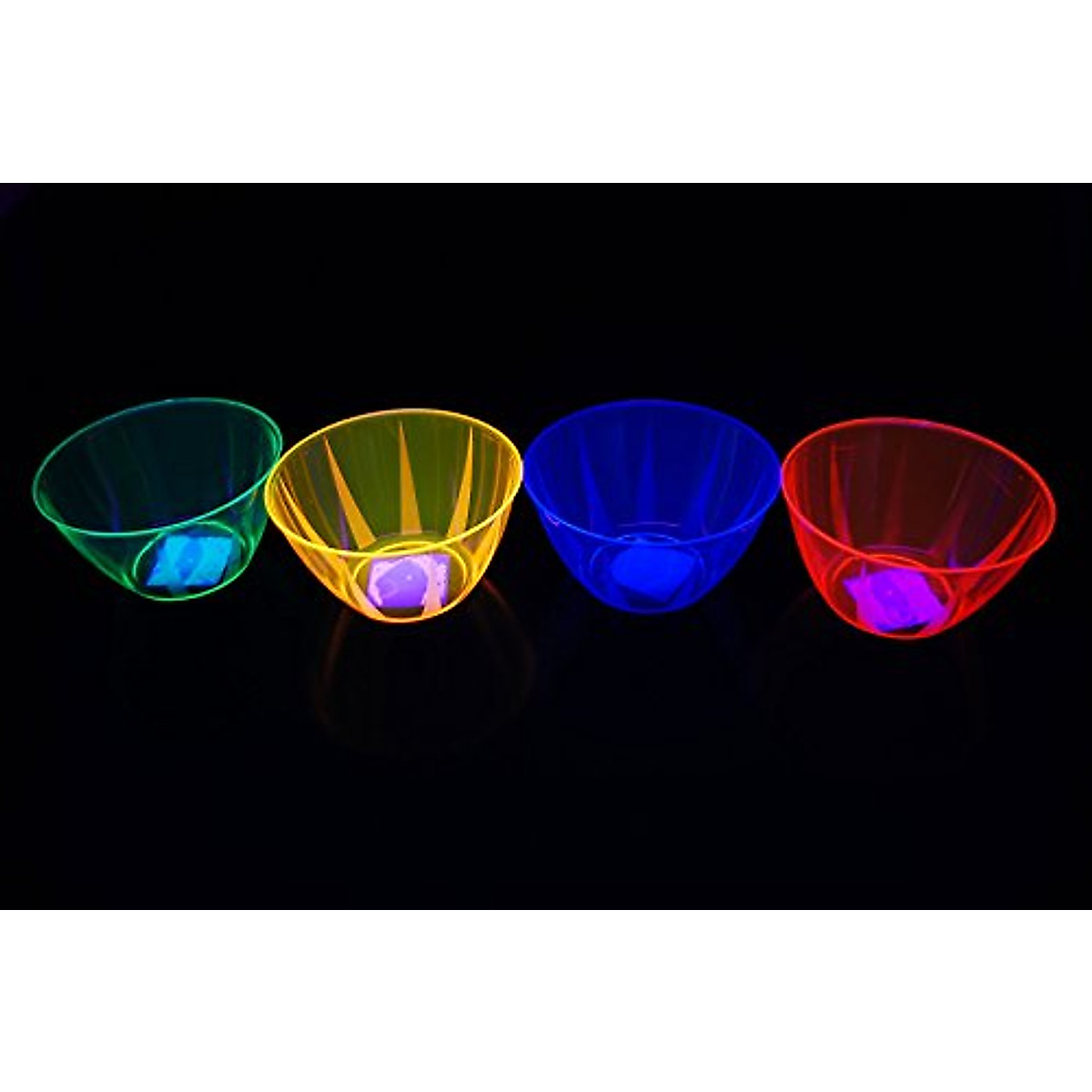 DIRECTGLOW LLC Neon 24oz Blacklight Reactive Bowls + Blacklight Balloons   (8, Neon Assorted)