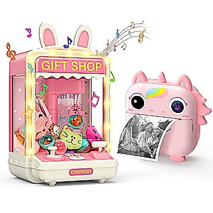 Skirfy Claw Machine for Kids with Lights, Mini Candy Machine Toys for Girls, Boys Arcade Game Machines with Astronaut Toy&Squishies Toys,Vending Machine,Adjustable Sound,Birthday Gifts for Boys Girls