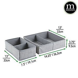 mDesign Fabric Drawer Organizer Bins, Kids/Baby Nursery Dresser, Closet, Shelf, Playroom Organization, Hold Clothes, Toys, Diapers, Bibs, Blankets, Set of 2, 2 Pack, Gray/White Polka Dot