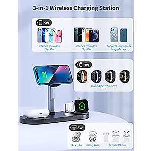 Magnetic Wireless Charging Station, Bototek Wireless Charger 3 in 1, 15W Fast Charger Stand + 20W USB C Power Adapter, for iPhone 13,12 Pro Max/Pro/Mini, iWatch 7/6/SE/5/4/3/2,AirPods 2/Pro/3