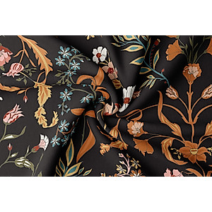 Sweet Jojo Designs Boho Bohemian Farmhouse Black and Orange Wildflower Garden Floral Duvet Comforter Cover and Sham 3pc King Size Bed Bedding Set Bedroom Botanical Cottagecore Flower Vintage Turquoise