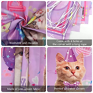 Cat Party Decoration Supplies - Cat Happy Birthday Backdrop Kitten Photography Background, for Cat Lover, Children Kids Cat Theme Birthday Decorations
