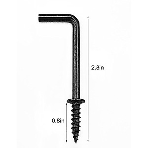 IDEALSV 2 Inch 1 Shape Screw Hooks L Shape Hooks 7 Shape Hooks Black (20 Pack)