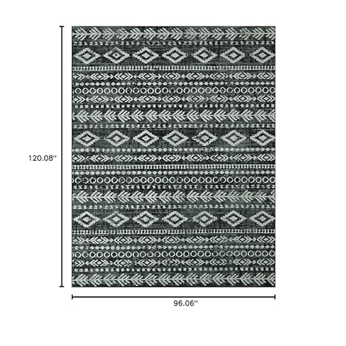Lahome Boho Moroccan 8x10 Area Rugs, Ultra-Thin Soft Black White Rugs for Living Room Washable, Non-Shed Tribal Print Large Indoor Carpet Stain Resistance for Bedroom Playroom Nursery