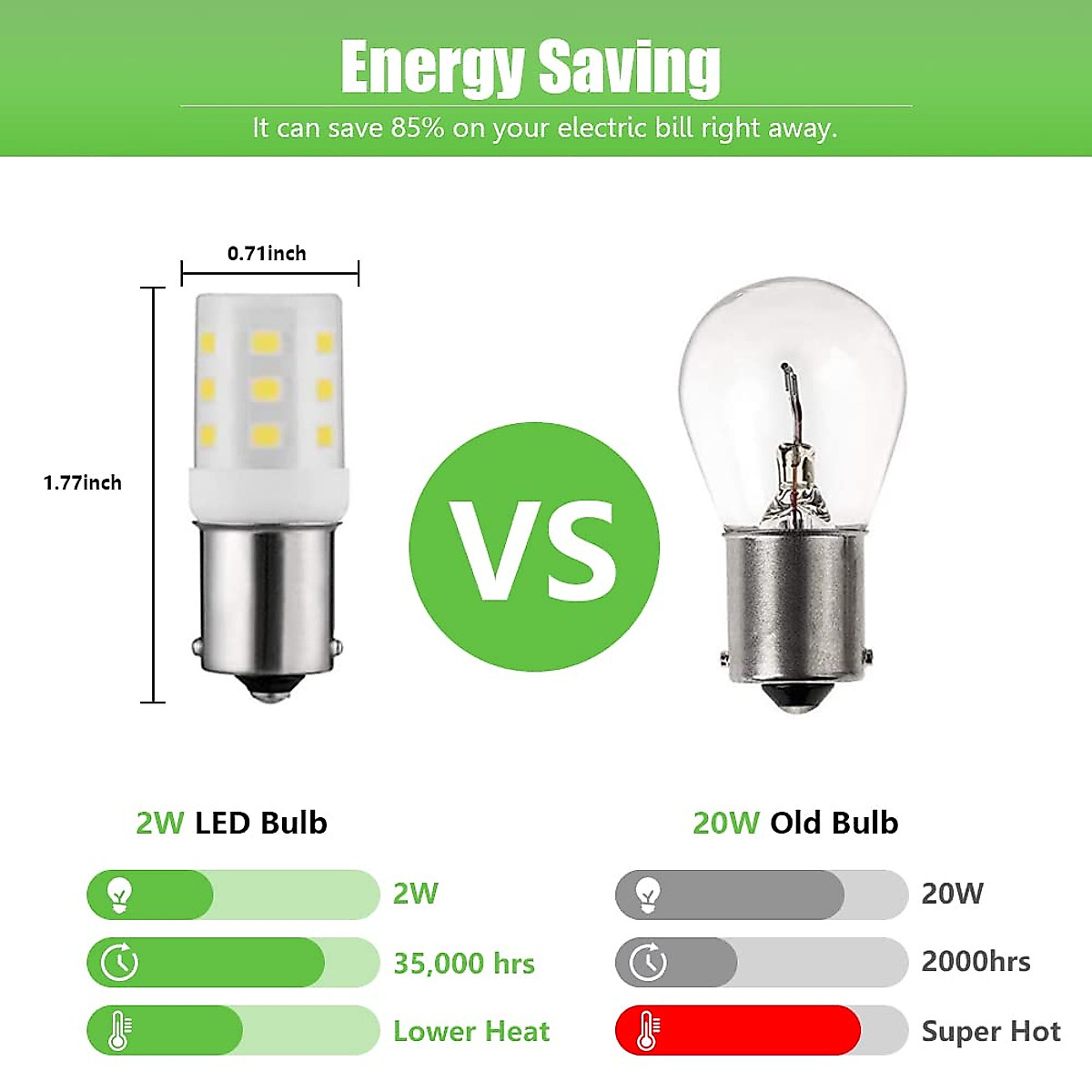 Makergroup 1156 1141 LED Light Bulbs, Weatherproof BA15S S8 SC Bayonet Single Contact Base, 2W Warm White 2700K-3000K 12V for Outdoor Landscape Deck Driveway Path Lights and RV Lighting 6pcs