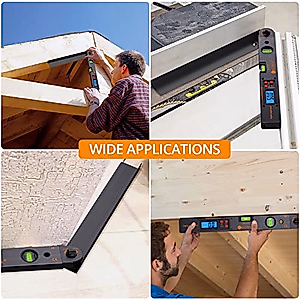 Neoteck Aluminum Digital Angle Finder Protractor 225° 16 inch Backlit LCD Digital with Horizontal and Vertical Bubble - Black