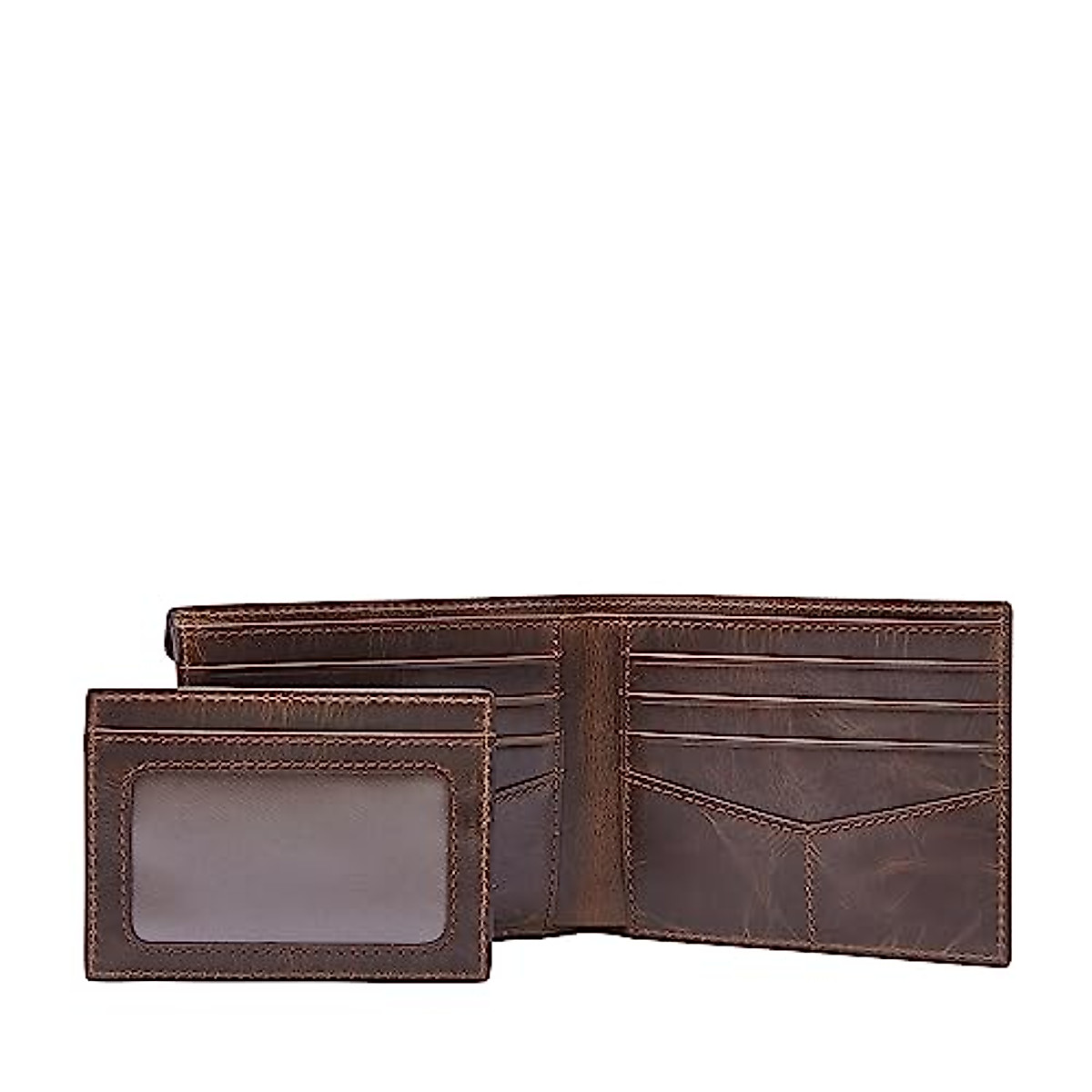Fossil Men's Derrick Leather Bifold Sliding 2-in-1 with Removable Card Case Wallet, Dark Brown, (Model: ML3685201)