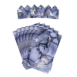 CENTRAL 23 Marble Wrapping Paper - 6 Sheets Gift Wrap - Ink Blot - Navy Blue - Abstract Giftwrap for Birthday - Comes With Stickers - Recyclable